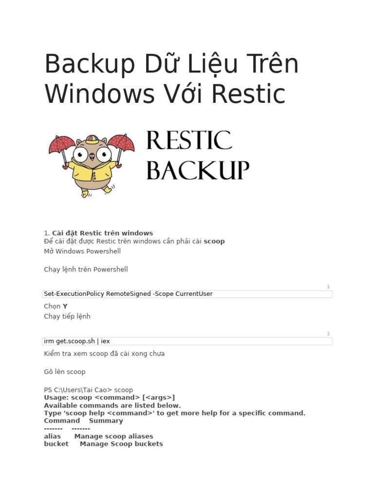 Backup Dữ Liệu Trên Windows Với Restic | PDF | Backup | Computer File