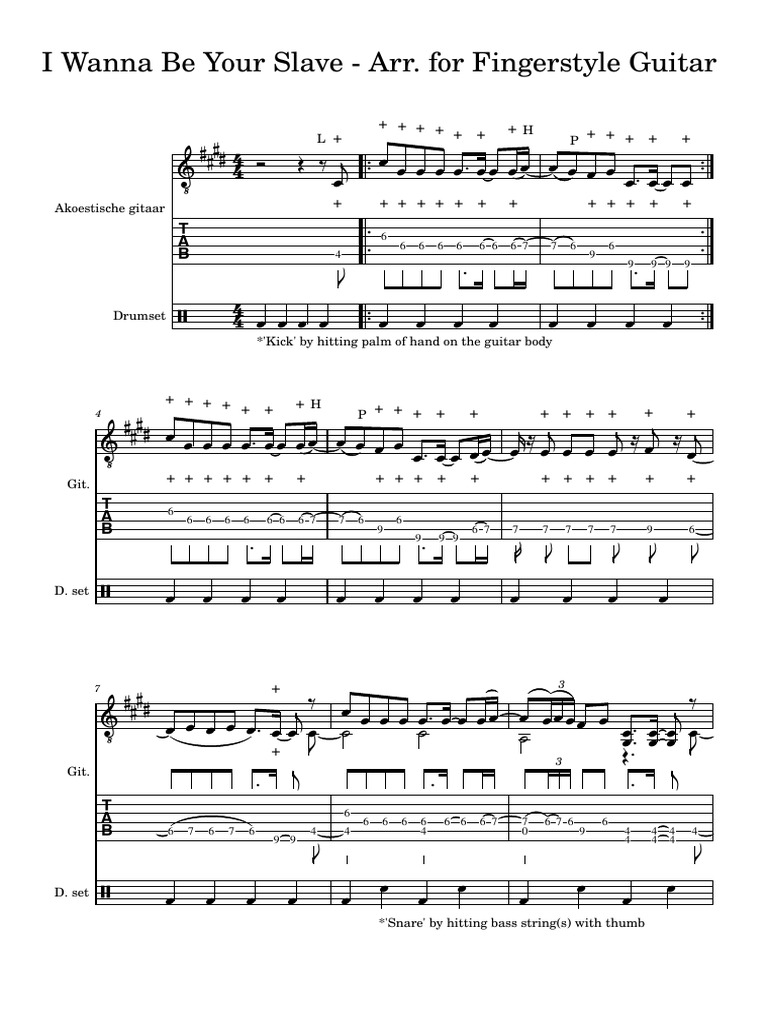 I Wanna Be Your Slave TABS & Sheet Music by Kobe V | PDF | Musical ...