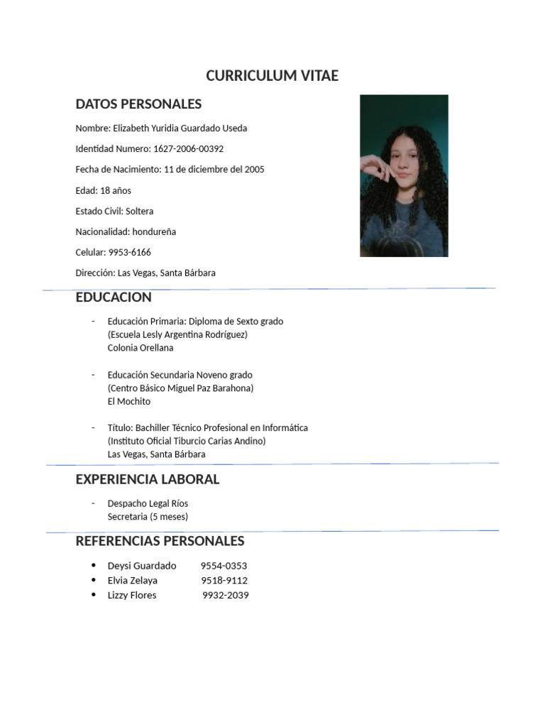 Curriculum Elizabeth Guardado | PDF