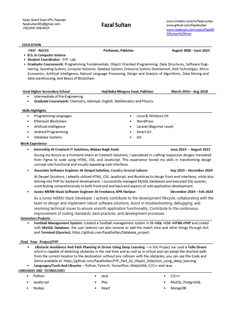 Fazal Sultan Khan v1 | PDF | Databases | My Sql