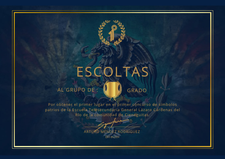 Certificado de Reconocimiento Formal Abogado Primer Lugar Azul Marino y ...