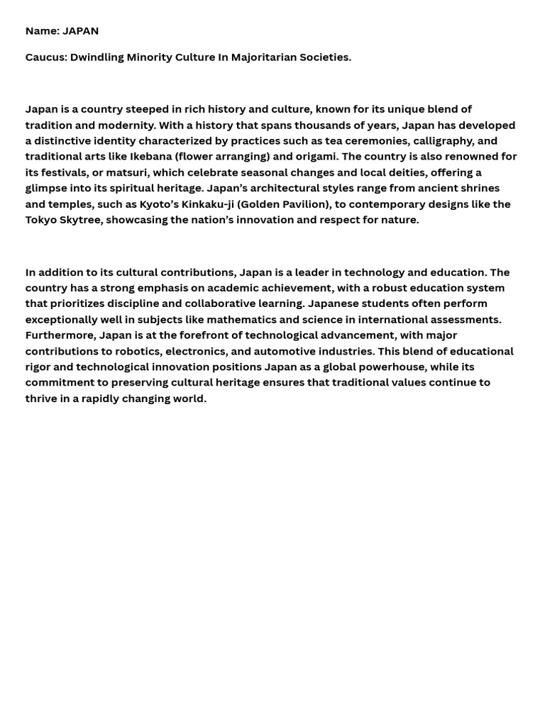 Japan: Culture, Innovation, and Heritage | PDF
