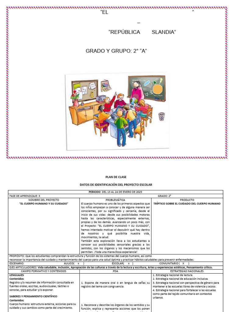 Proyecto El Cuerpo Humano y Su Cuidado | PDF | Pensamiento | Aprendizaje