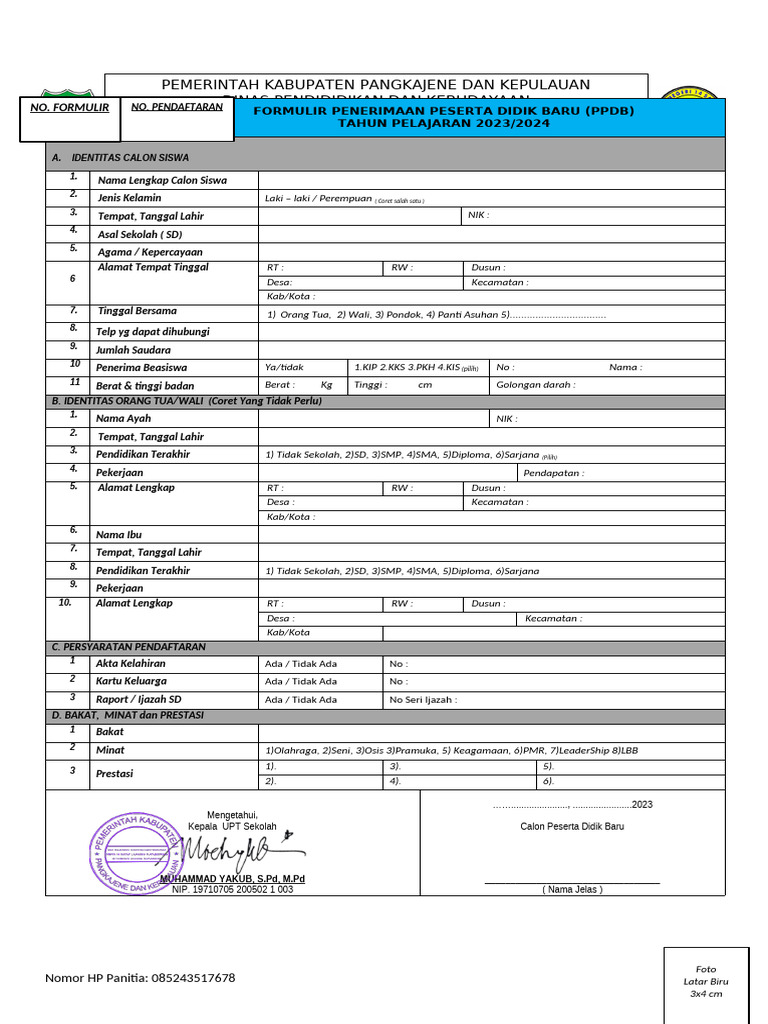 Format Formulir PPDB | PDF