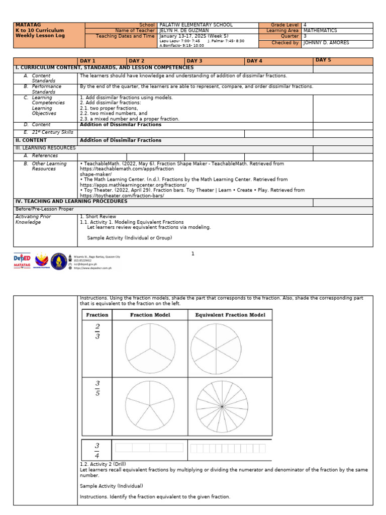 Le-Gr4 - Mathematics-Q3-Wk5 | PDF | Learning | Cognition