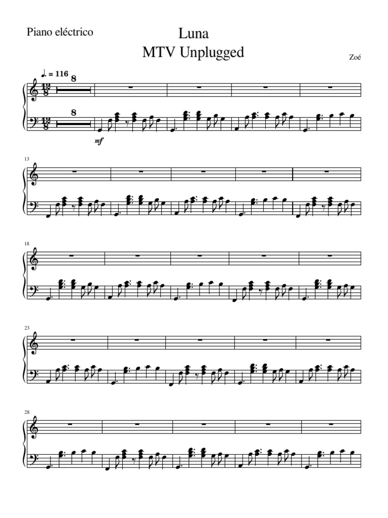 Luna (MTV Unplugged) – Zoé (Mexico)-Piano_eléctrico | PDF