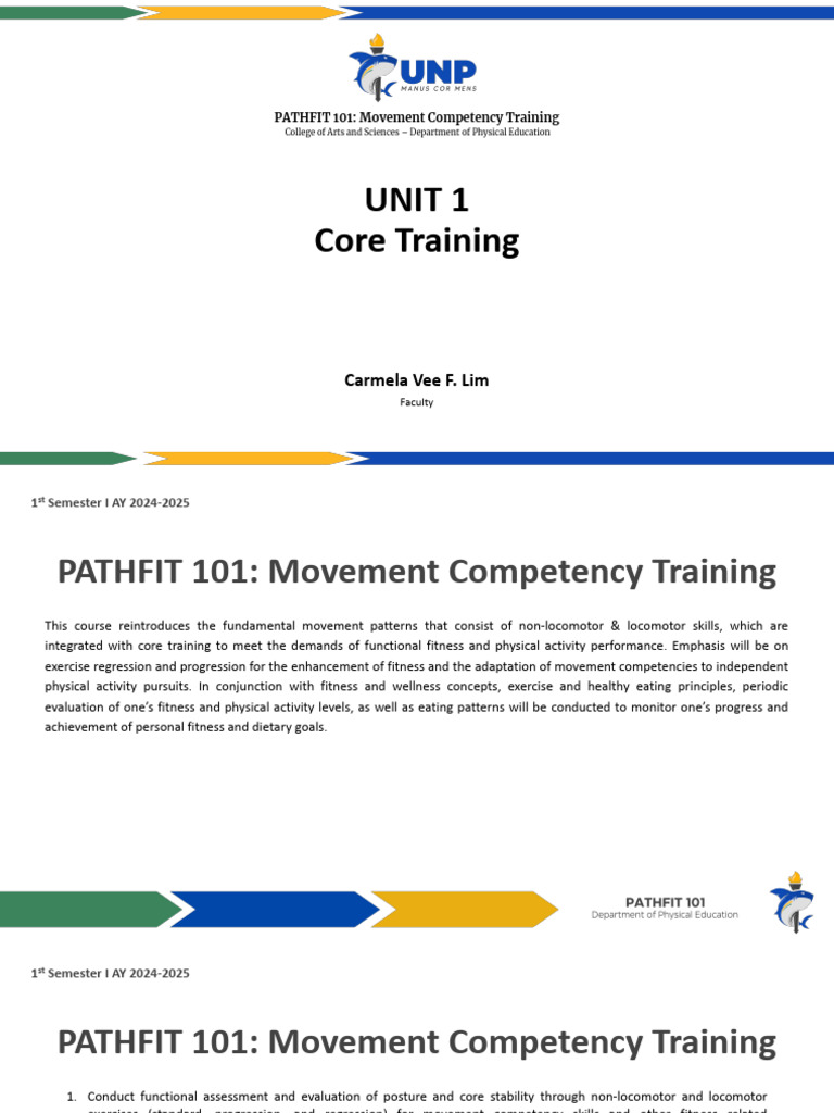 PATHFit 101 Movement Competency Training - Unit 1 | PDF ...
