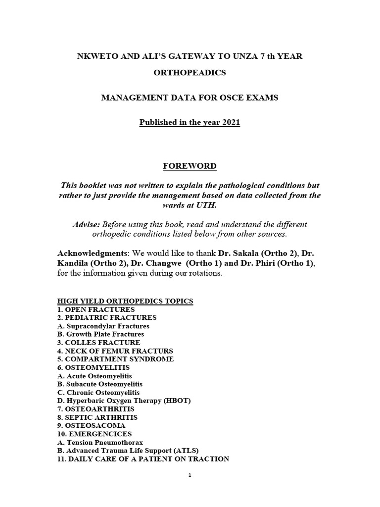 Nkweto & Ali Gate Way To 7th Year Orthopedics | PDF | Medical ...