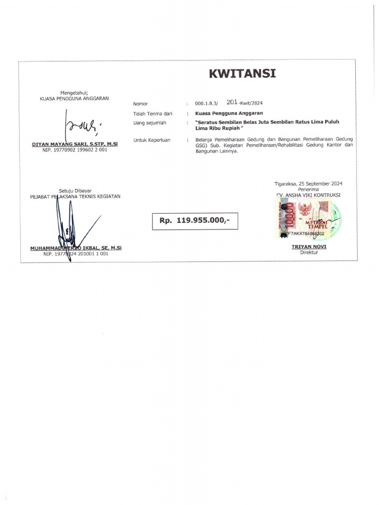 Belanja Pemeliharaan Gedung Dan Bangunan Pemeliharaan Gedung GSG | PDF