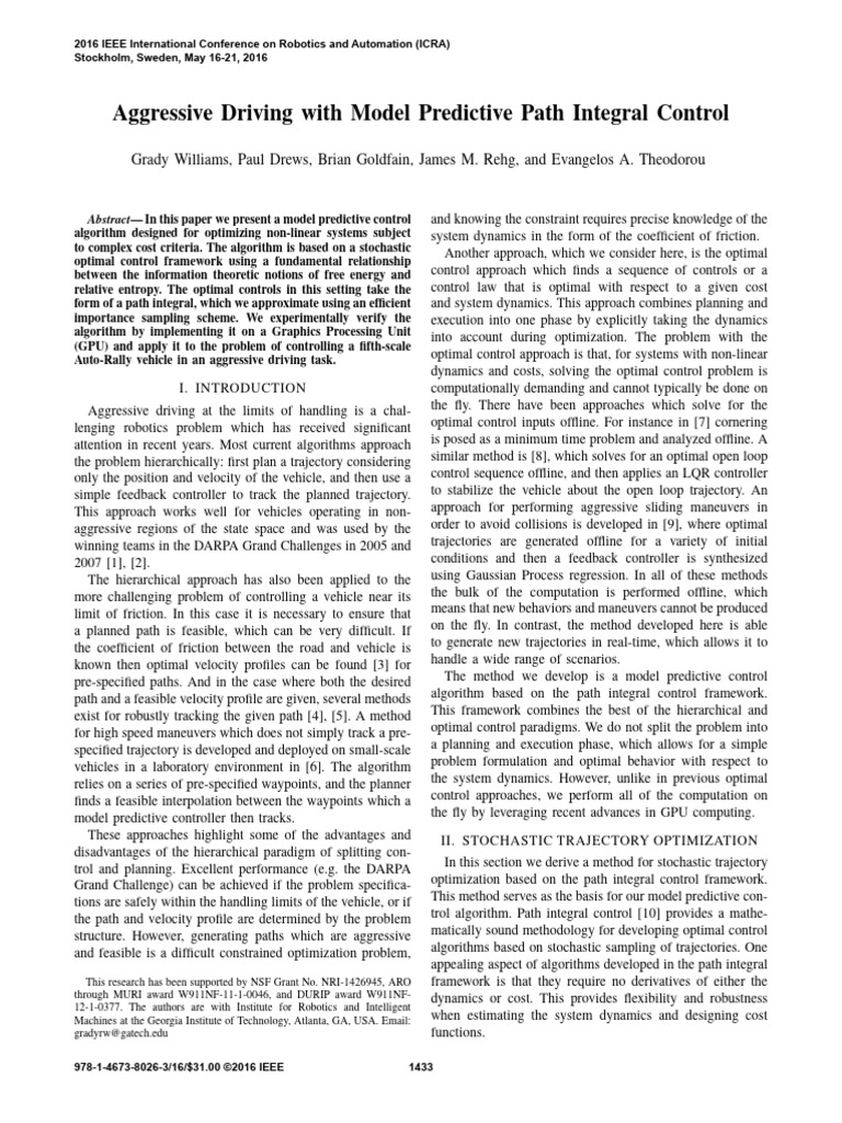 Aggressive Driving With Model Predictive Path Integral Control | PDF | Dynamical System ...