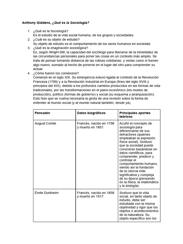 Anthony Giddens, ¿Qué Es La Sociología | PDF | Sociología | Sociedad