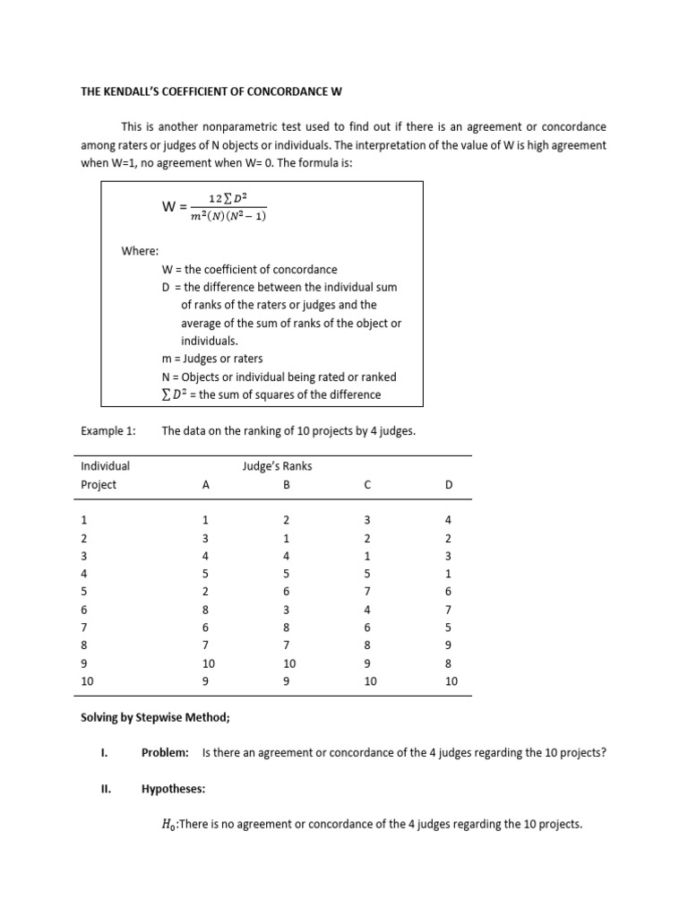 The KENDALL Coefficient of Concordance | PDF | Summation | Mathematics