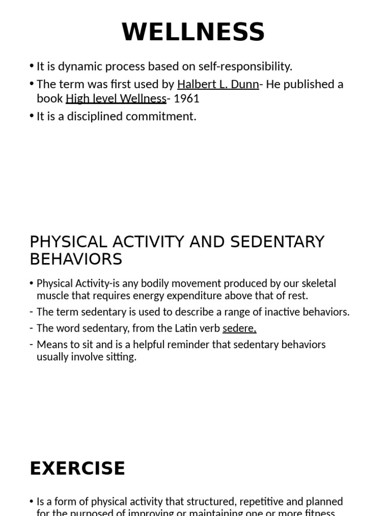 Wellness | PDF | Sedentary Lifestyle | Physical Fitness