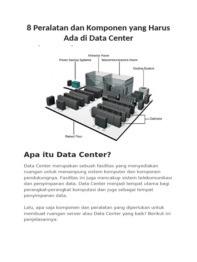 8 Peralatan dan Komponen yang Harus Ada di Data Center | PDF