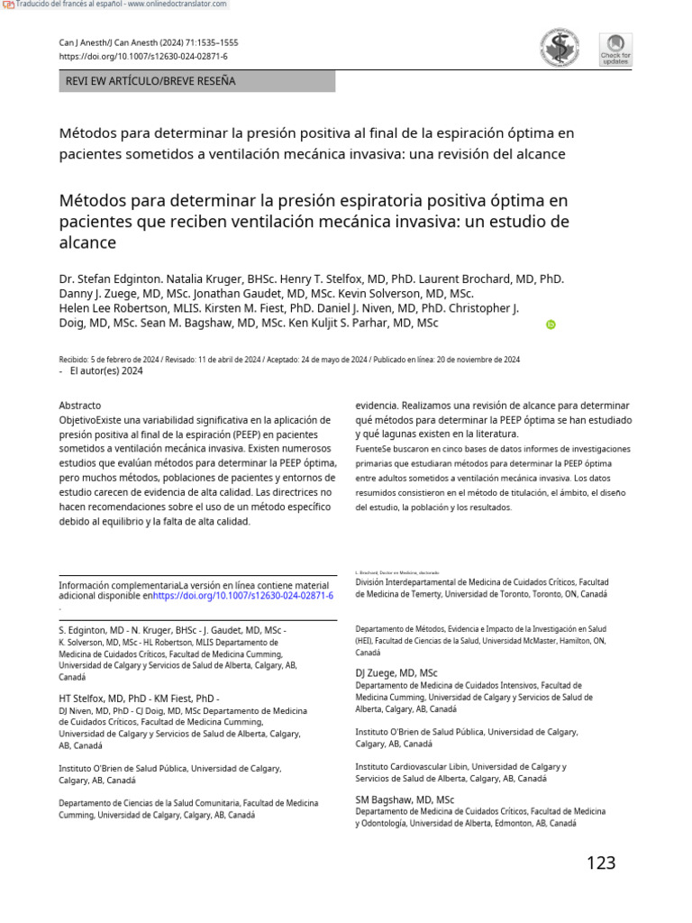 Peep Español | PDF | Unidad de Cuidados Intensivos | Medicina de ...