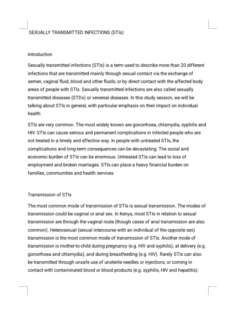 SEXUALLY TRANSMITTED INFECTIONS | PDF | Sexually Transmitted Infection | Candidiasis