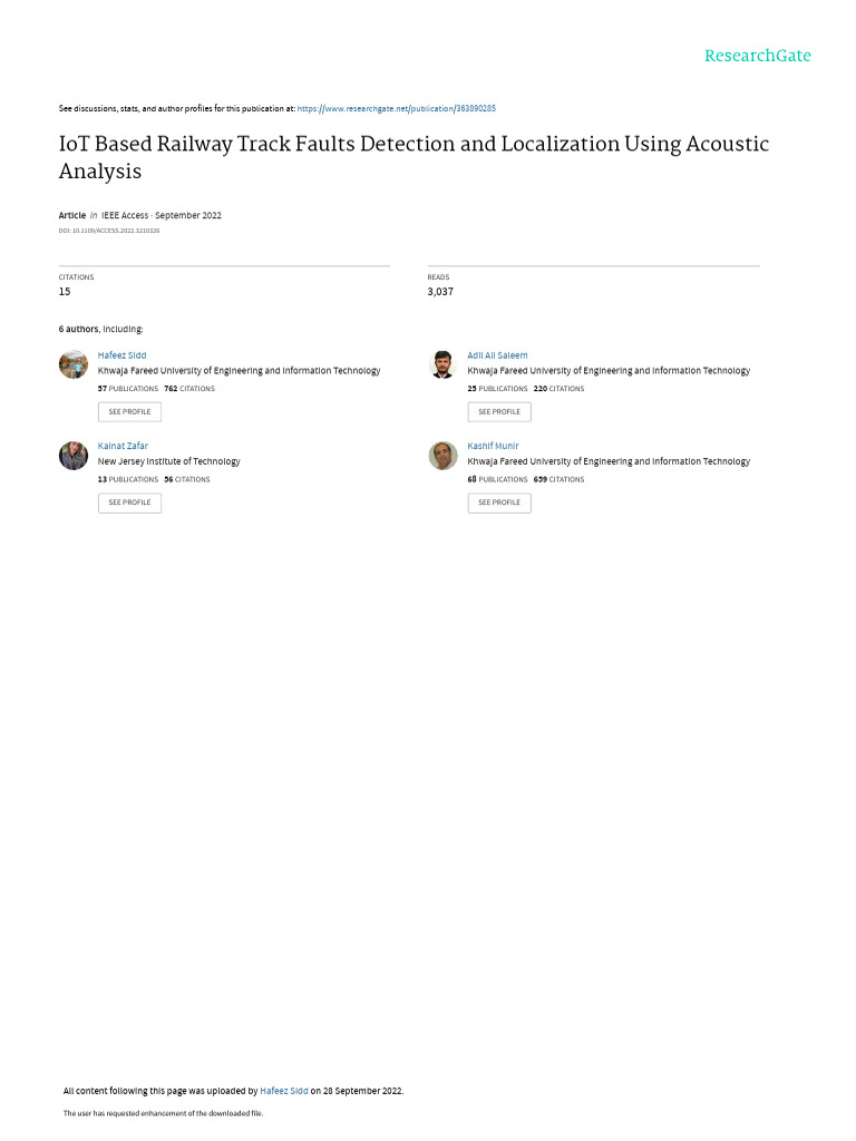 IoT Based Railway Track Faults Detection and Localization Using Acoustic Analysis | PDF | Rail ...