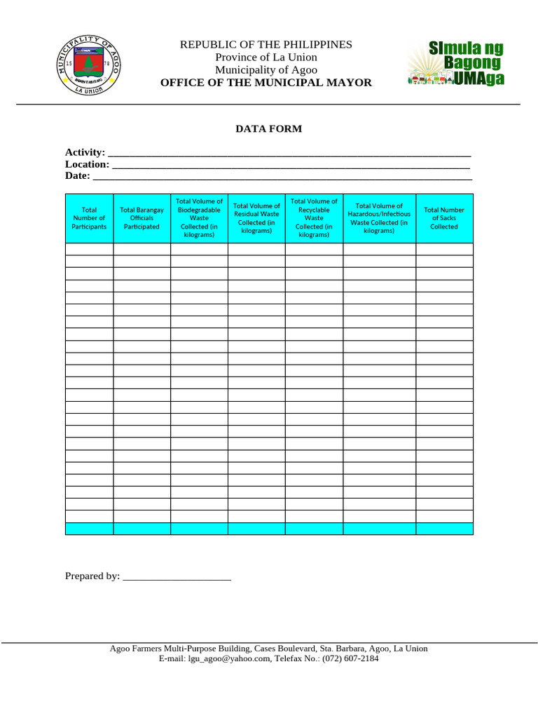 Waste Collection Data Form | PDF