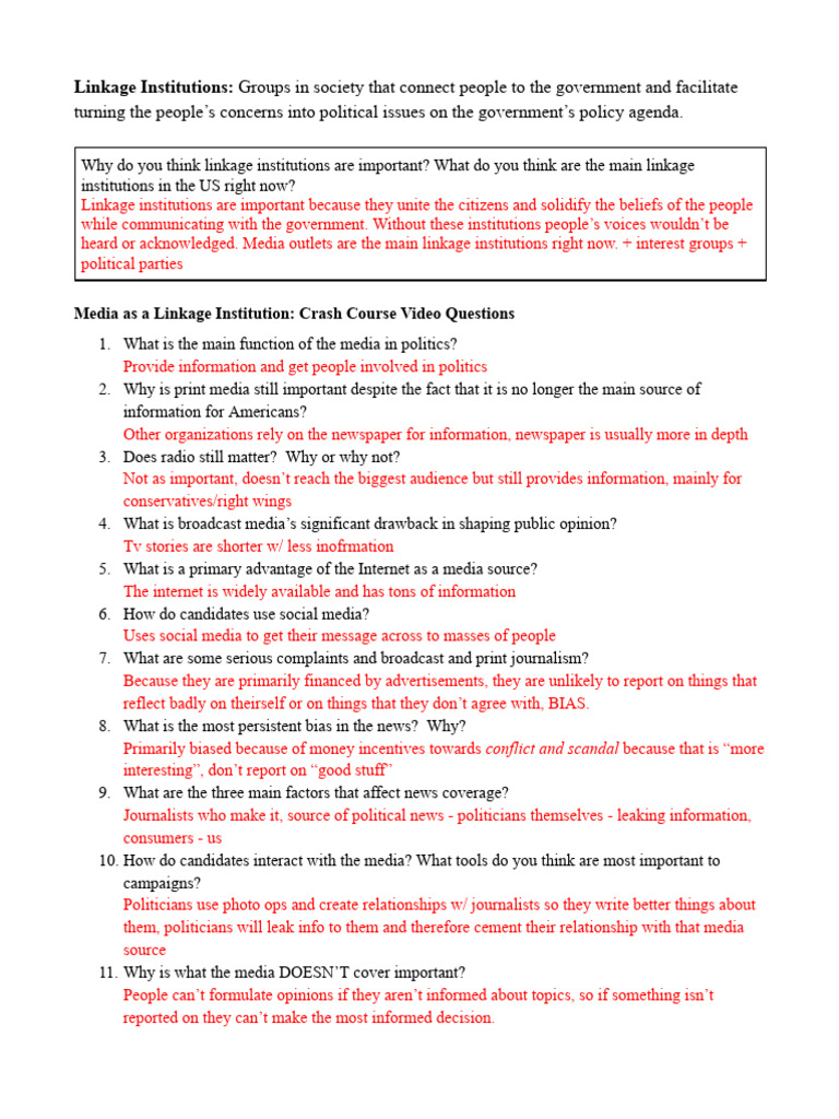 FC - Media As Linkage Institution CW | PDF | Mass Media | News