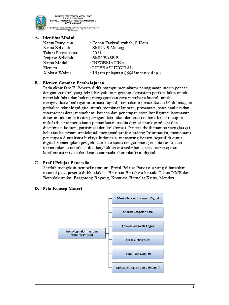 Modul Literasi Digital SMK 2024 | PDF