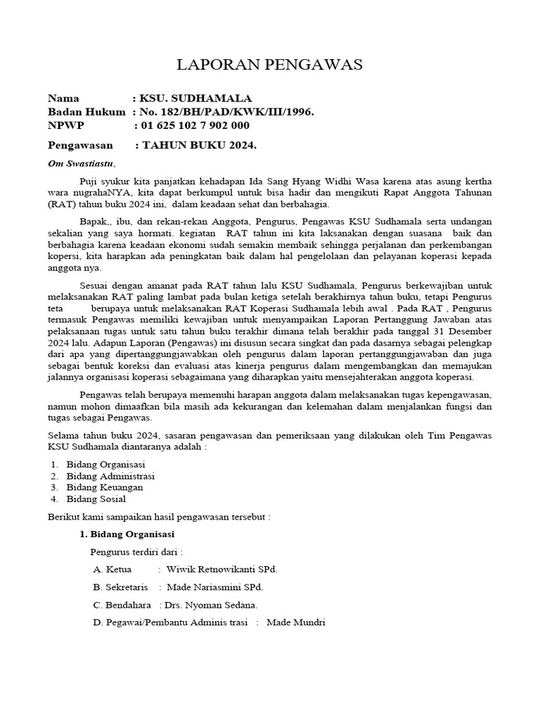 Laporan Pengawas Baru Lagi | PDF