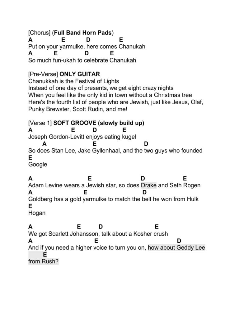 Chanukah Song 4 Chords | PDF
