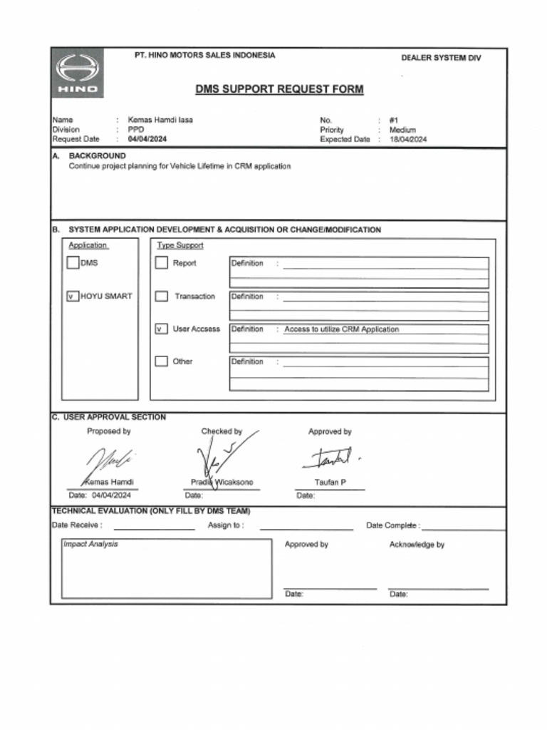 DMS Request Form (NEW) V2 - (Kemas) Sign | PDF