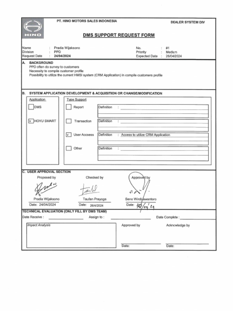 DMS Request Form (NEW) V2 - (Pradia) Sign | PDF