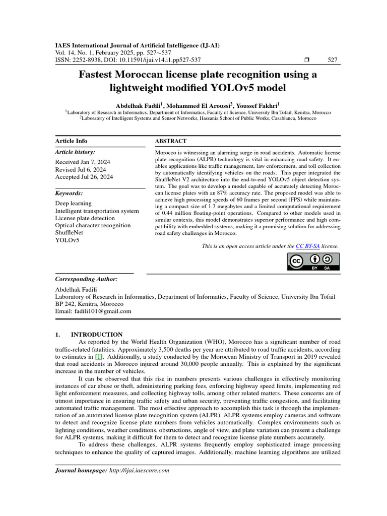 Fastest Moroccan License Plate Recognition Using A Lightweight Modified ...