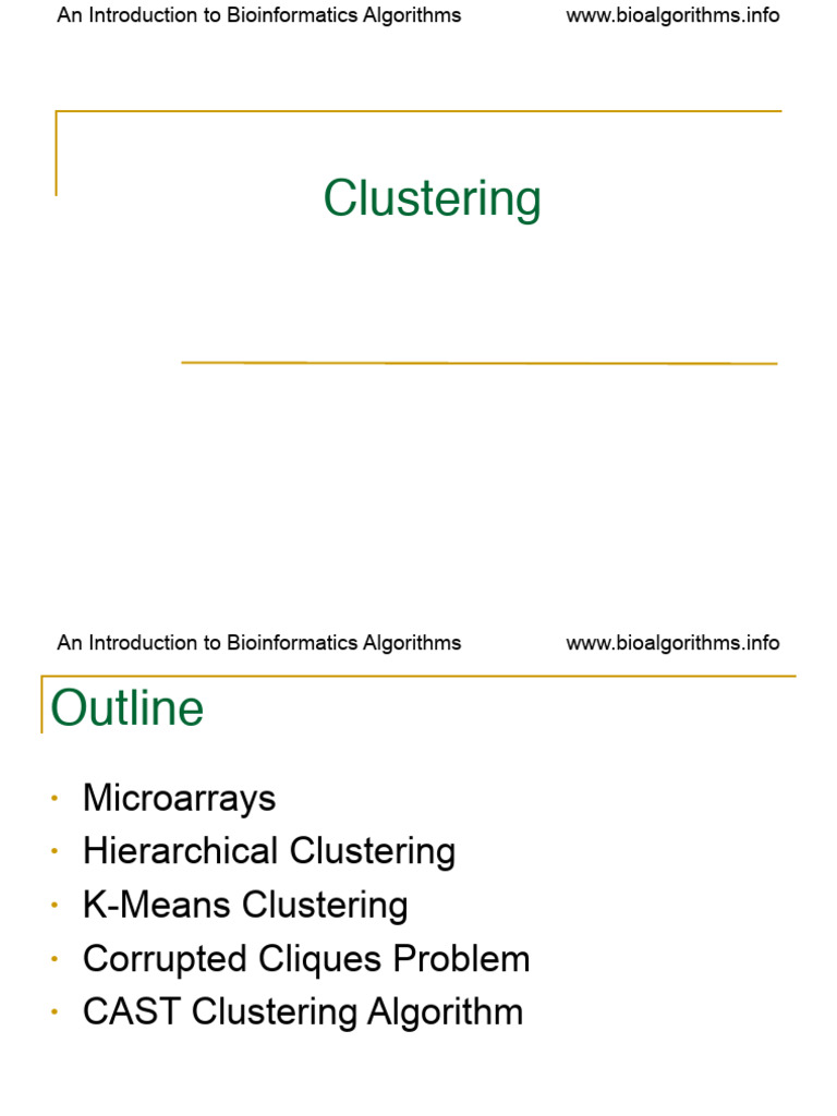 Bioinformatics Clustering Algorithms Guide | PDF | Dna Microarray ...
