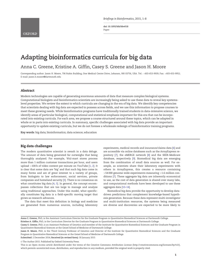 Brief Bioinform-2015-Greene-bib-bbv018 | PDF | Regulation Of Gene Expression | Bioinformatics