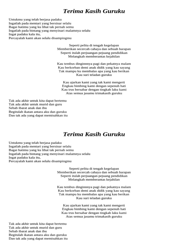 Terima Kasih Guruku | PDF