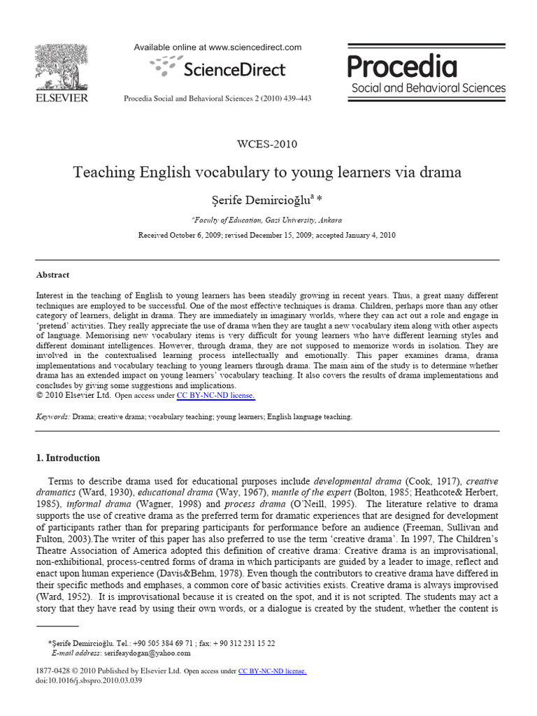 Teaching English Vocabulary To Young Learners Via Drama | PDF ...
