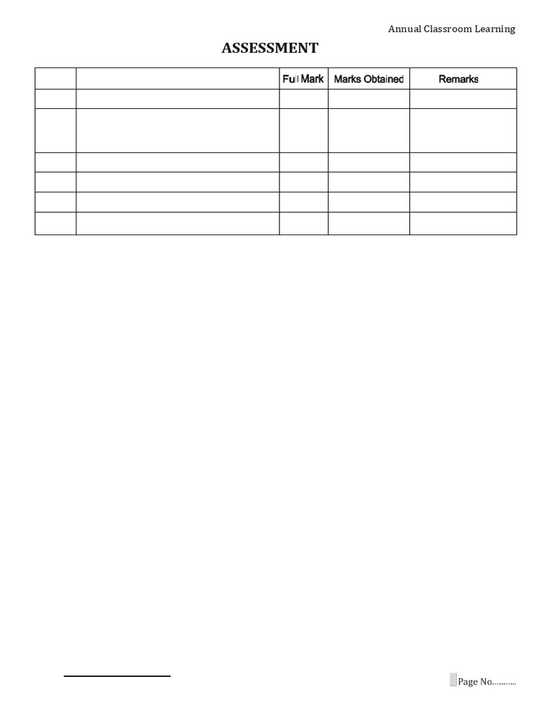 Assesment Page - Annual Learning Record | PDF