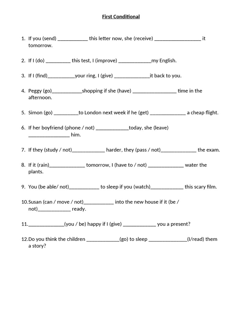 First Conditional Exercises | PDF