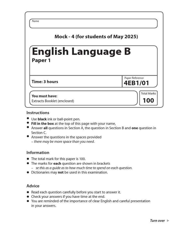 2025 English Language Mock Exam Paper | PDF