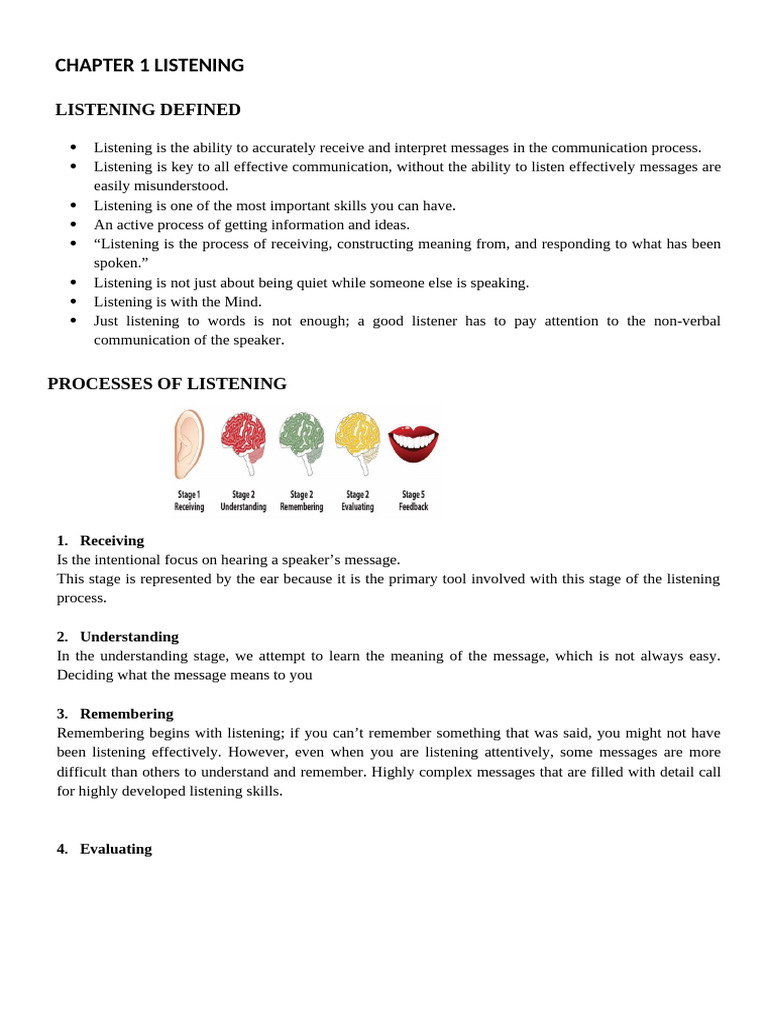 Chapter-1-Listening-Handout | PDF | Communication | Nonverbal Communication