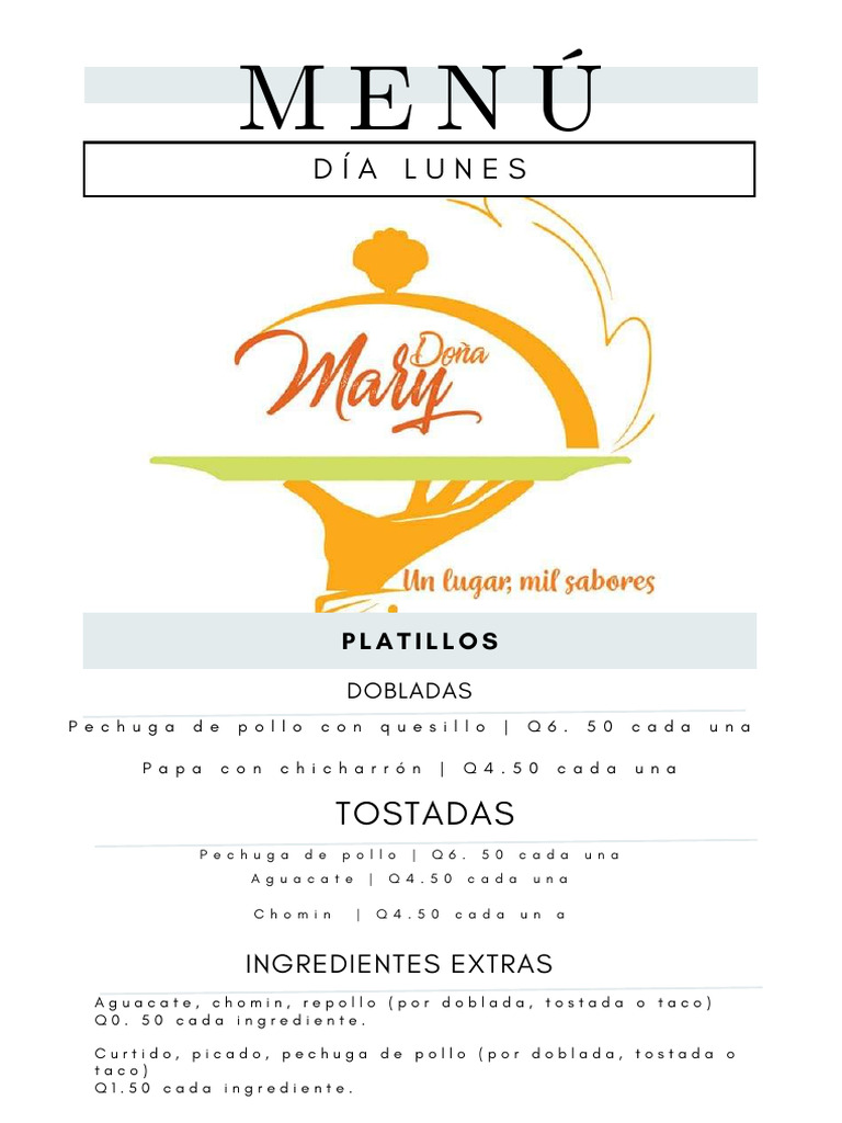 Menú A La Carta para Restaurantes A4 para Imprimir Con Fondo Blanco ...