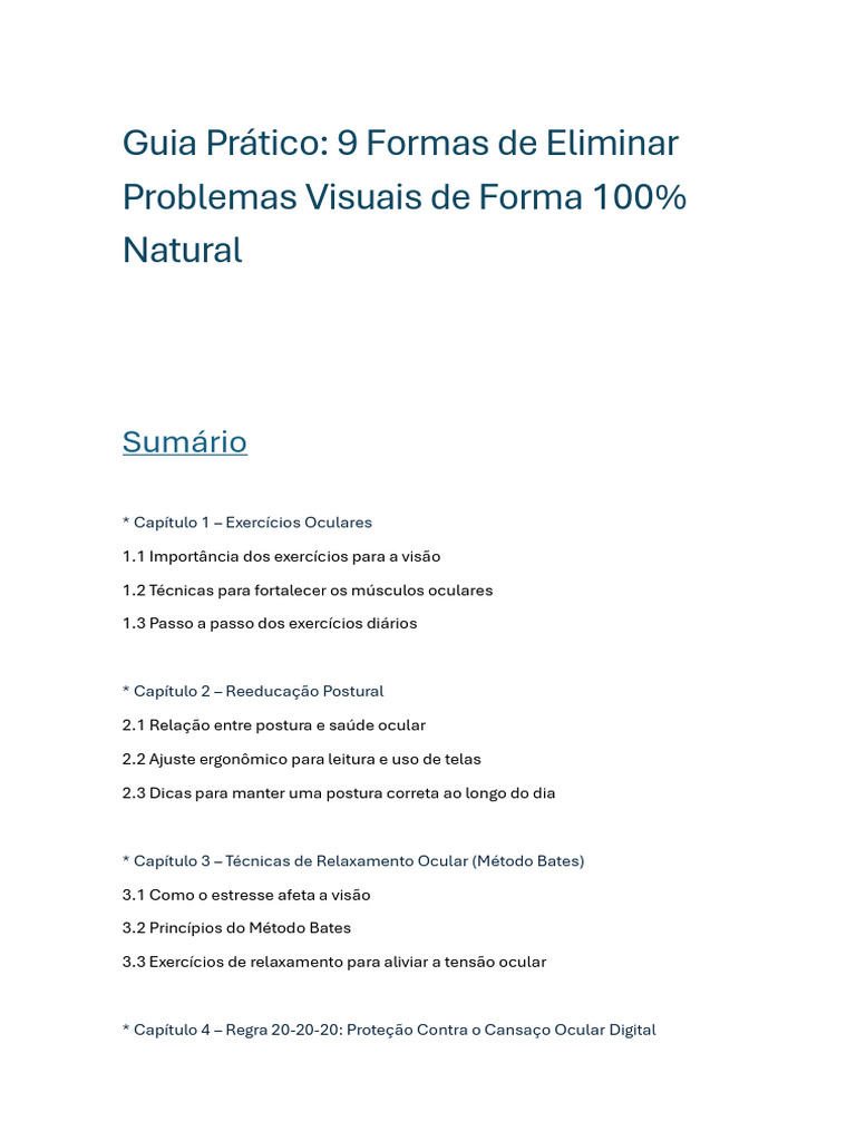 As 9 formas 100% Naturais de tratar a Saúde visual. | PDF | Sistema ...