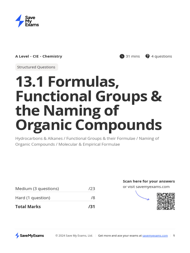 Organic Compounds: Formulas & Naming Guide | PDF | Physical Sciences ...