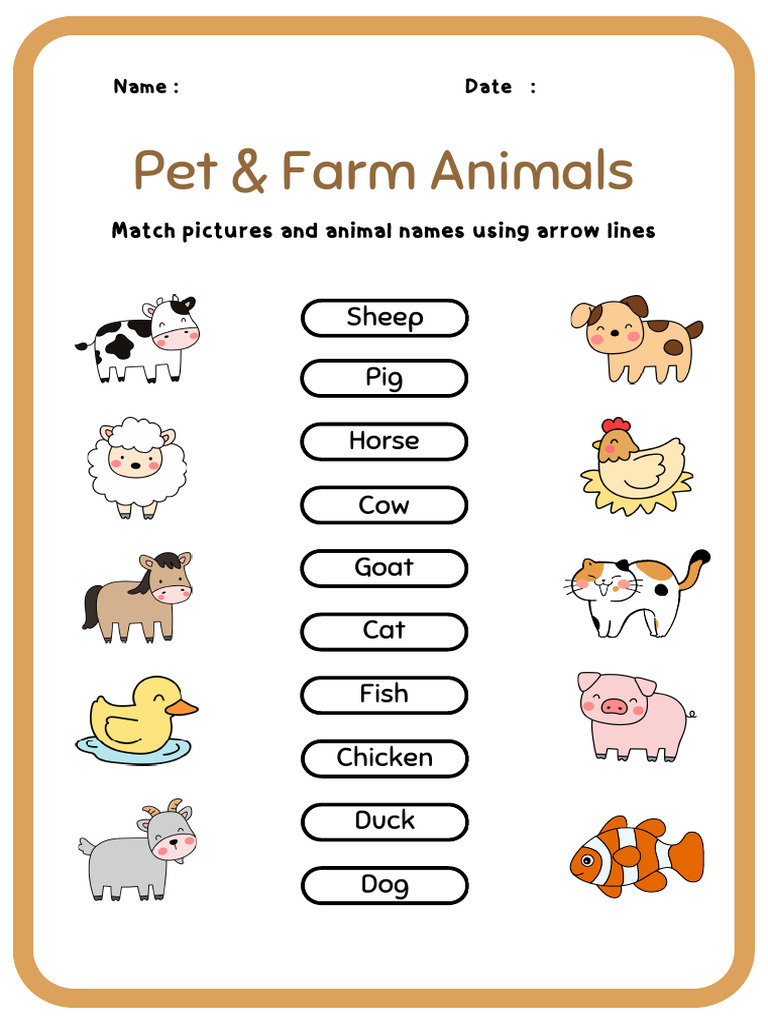 Animal Vocabulary Worksheet in White Playful Style | PDF