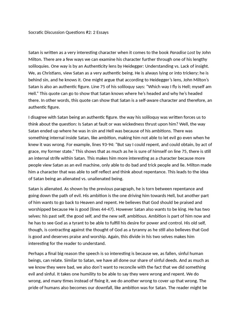 Socratic Discussion Questions | PDF | Romanticism | Tragedy