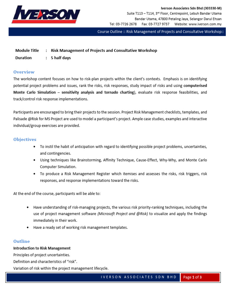 Project Risk Management Workshop | PDF | Risk | Risk Management