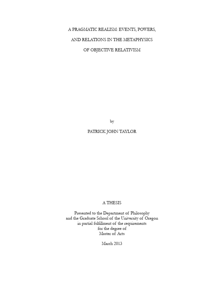 PJ Taylor - 2013 - A Pragmatic Realism - Events, Powers, And Relations ...