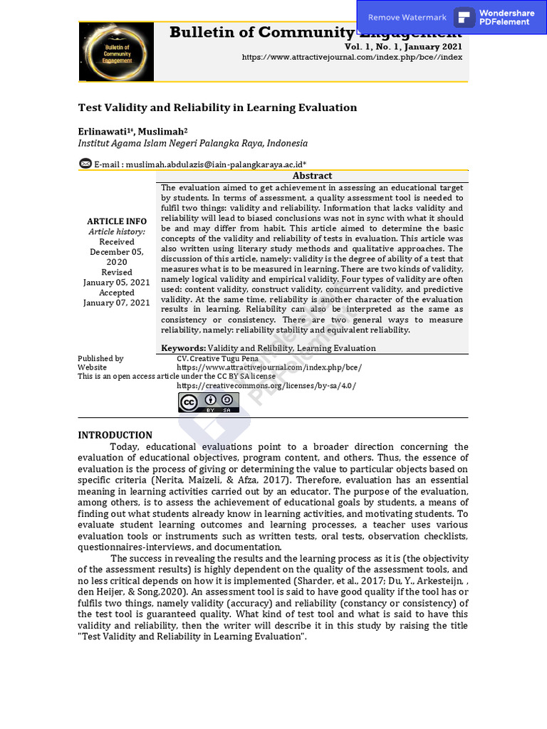 Test Validity and Reliability | PDF | Validity (Statistics) | Methodology
