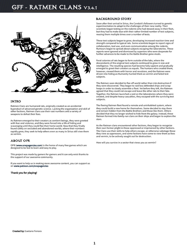 Ratmen Clans From GFF - Army Book 3.4.1 | PDF
