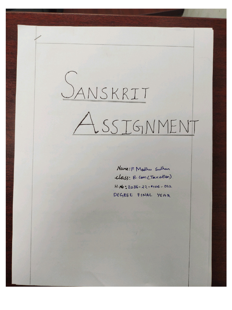 Sanskrit Assignment 6 | PDF