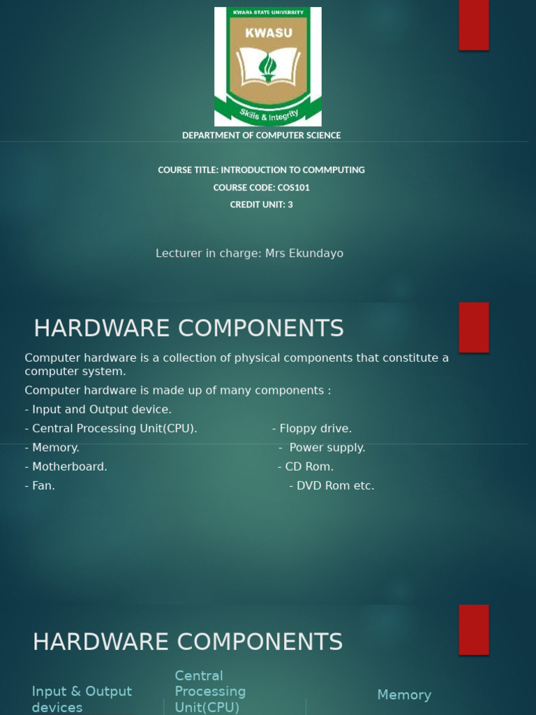 Cos 101 Presentation (Groupb) | PDF | Microsoft Excel | Microsoft Word