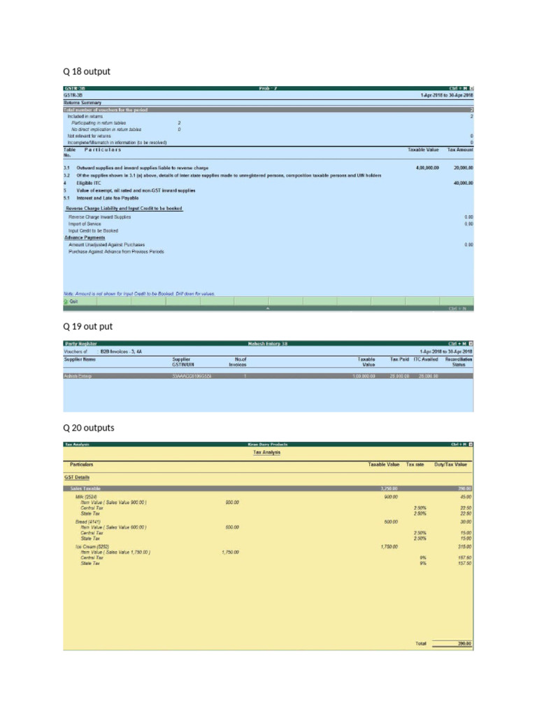 6th Sem GST Lab Record OUTPUTS | PDF