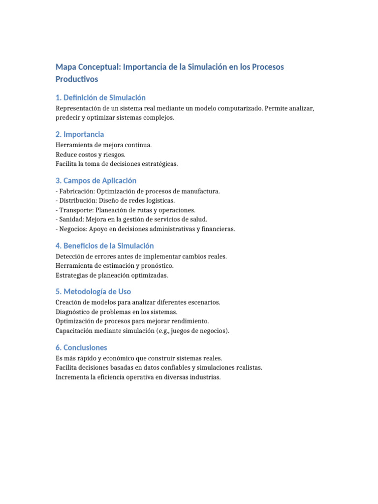 Mapa Conceptual Simulacion Procesos Productivos | PDF